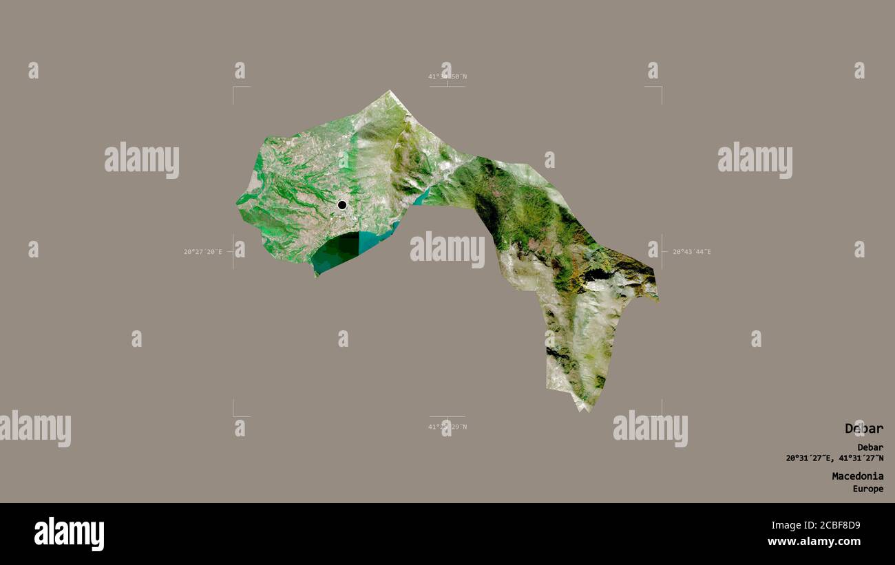 Area of Debar, municipality of Macedonia, isolated on a solid ...