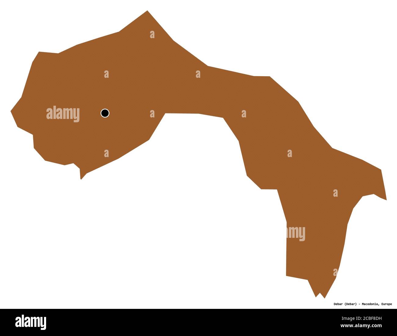 Shape of Debar, municipality of Macedonia, with its capital isolated on ...