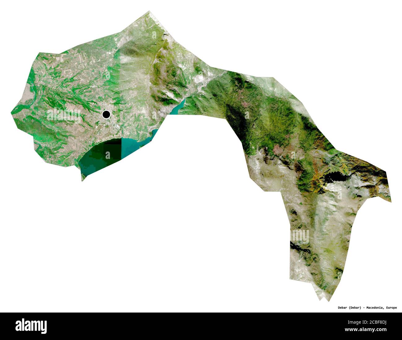 Shape of Debar, municipality of Macedonia, with its capital isolated on ...
