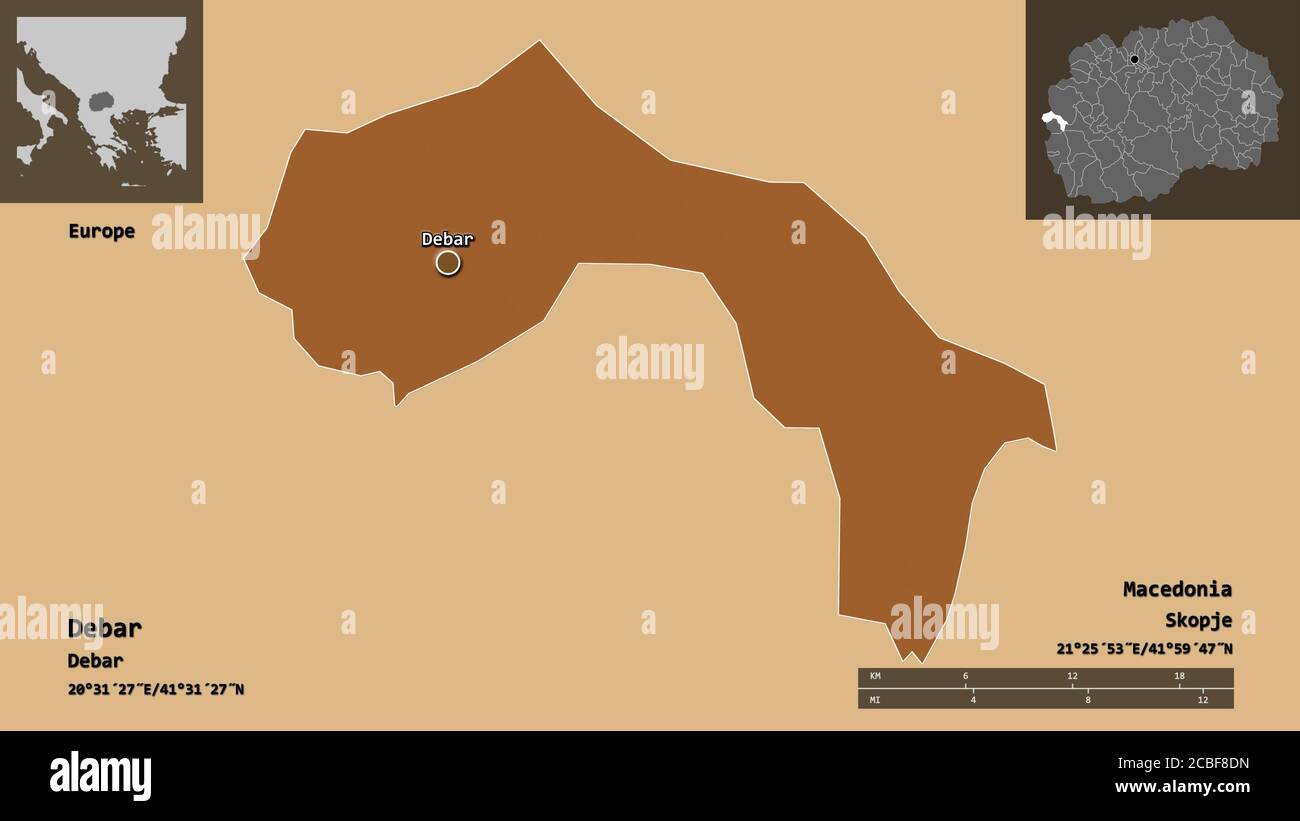 Shape of Debar, municipality of Macedonia, and its capital. Distance ...