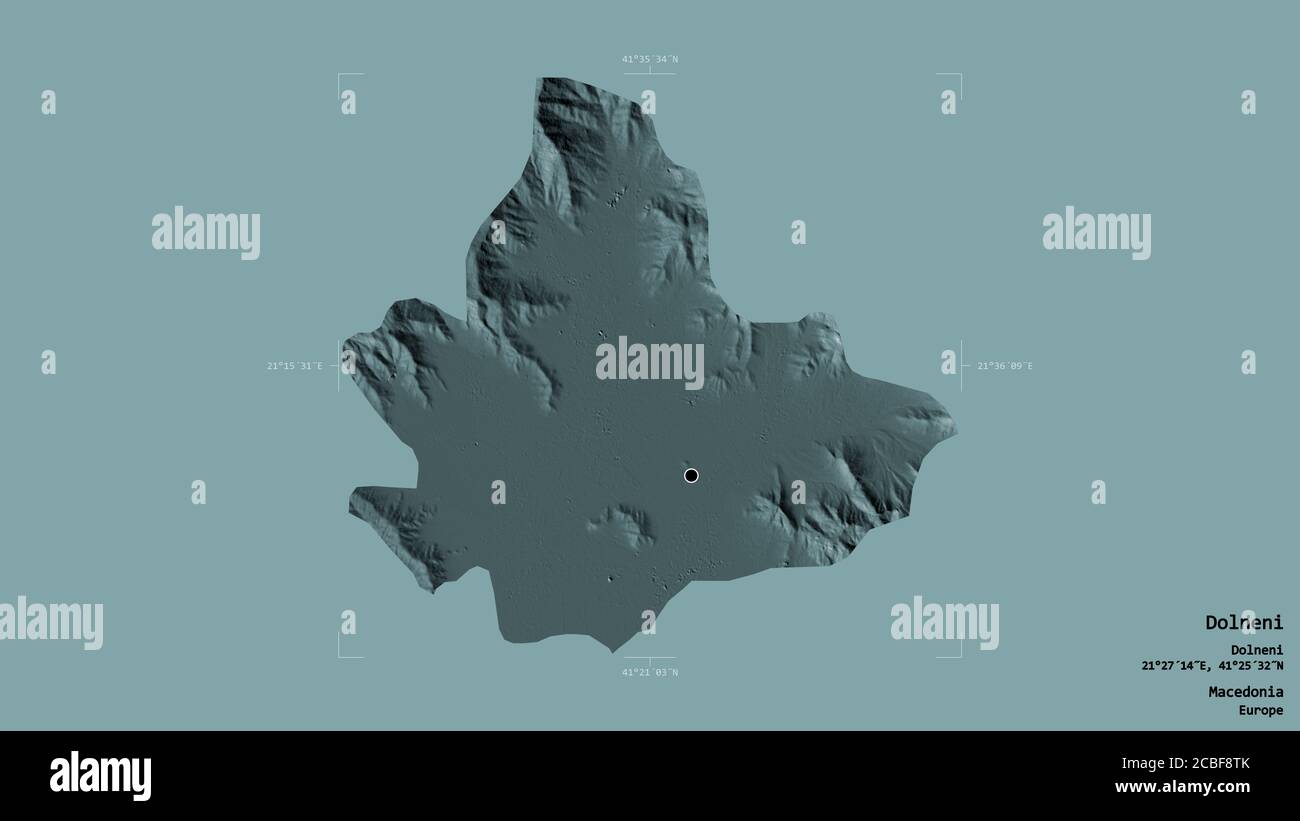 Area of Dolneni, municipality of Macedonia, isolated on a solid ...