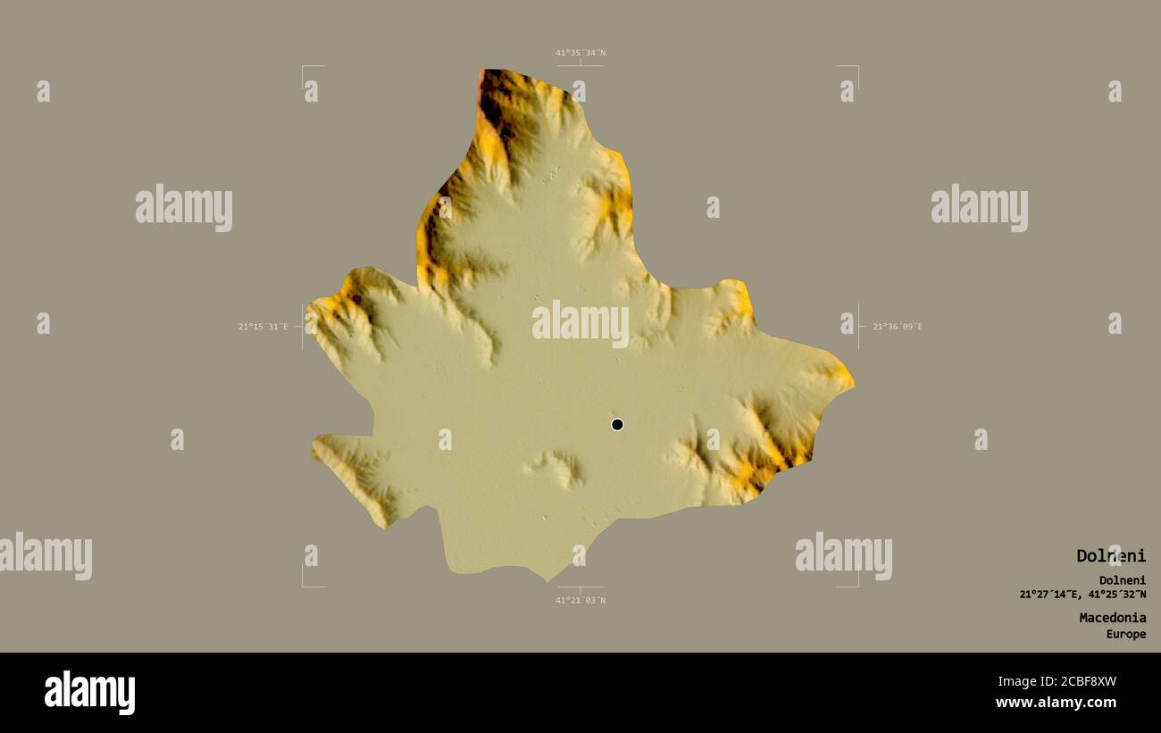 Area of Dolneni, municipality of Macedonia, isolated on a solid ...