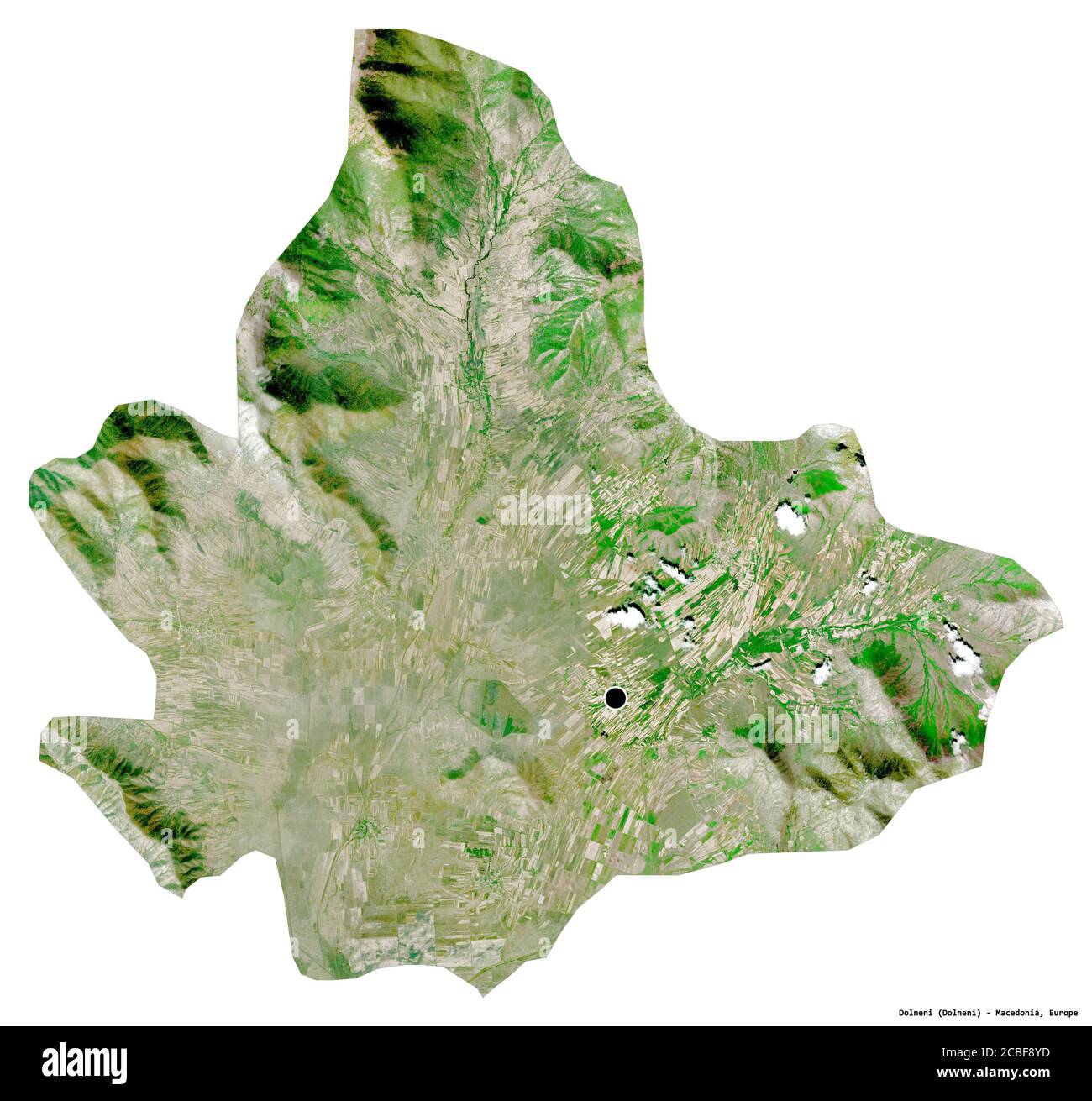 Shape of Dolneni, municipality of Macedonia, with its capital isolated ...