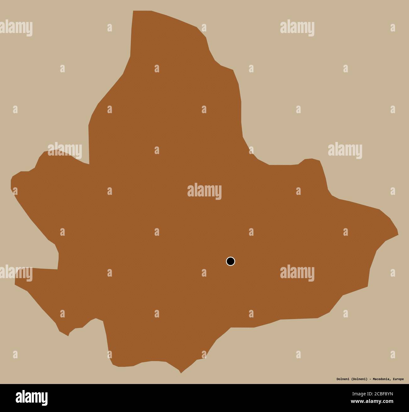 Shape of Dolneni, municipality of Macedonia, with its capital isolated ...