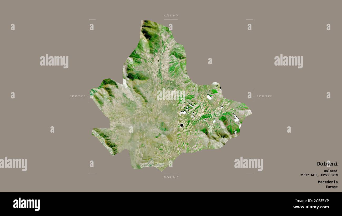Area of Dolneni, municipality of Macedonia, isolated on a solid ...