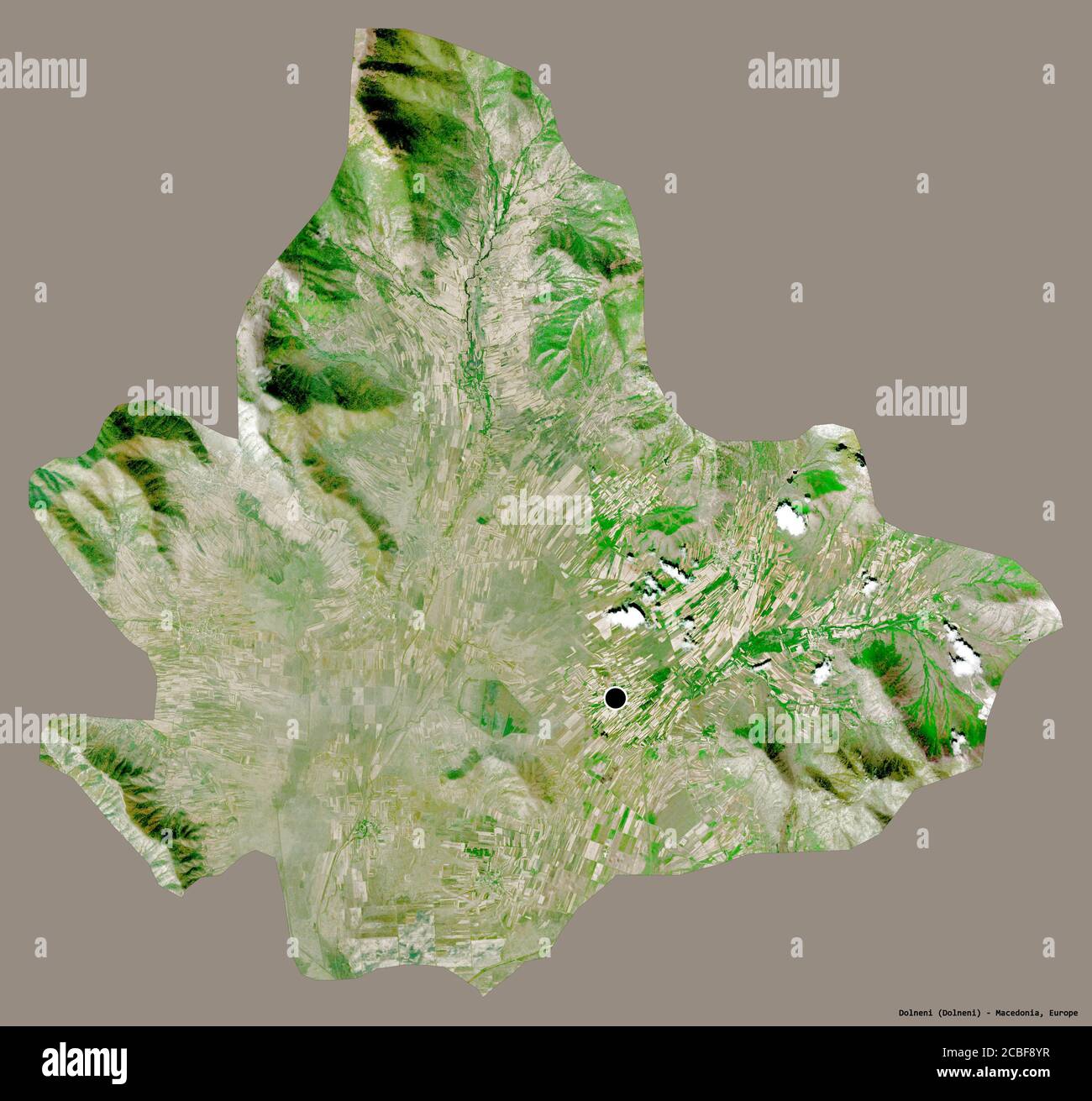 Shape of Dolneni, municipality of Macedonia, with its capital isolated ...