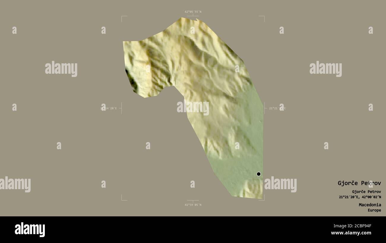 Area of Gjorče Petrov, municipality of Macedonia, isolated on a solid ...