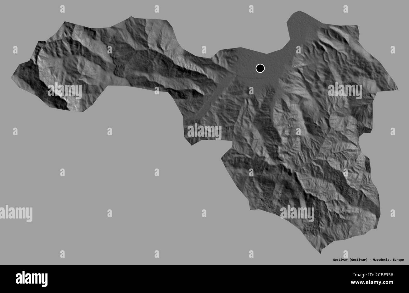 Shape of Gostivar, municipality of Macedonia, with its capital isolated ...