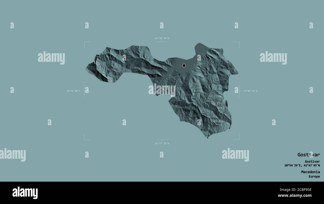 Area of Gostivar, municipality of Macedonia, isolated on a solid ...