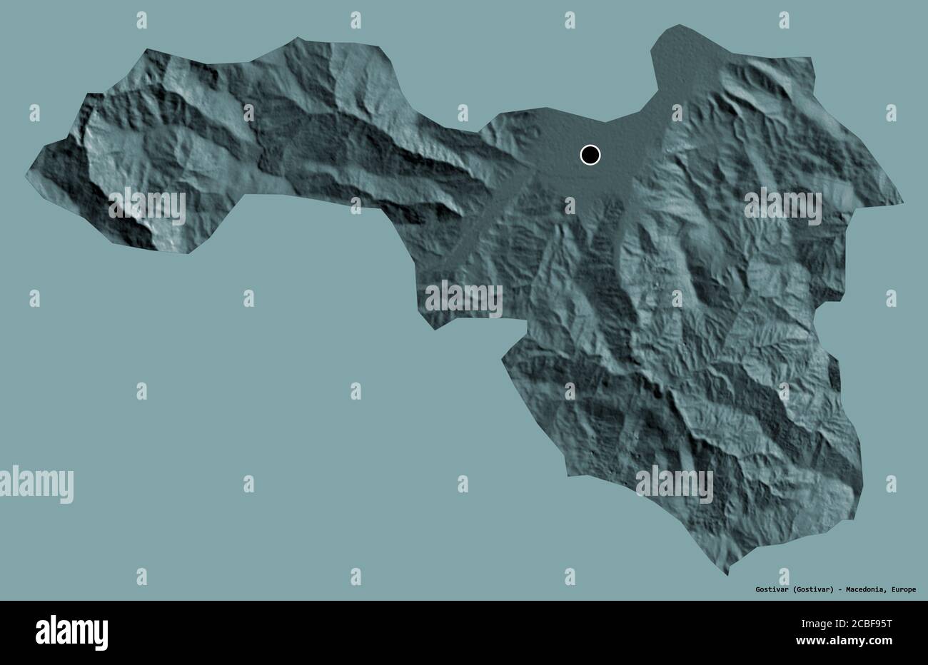 Shape of Gostivar, municipality of Macedonia, with its capital isolated ...