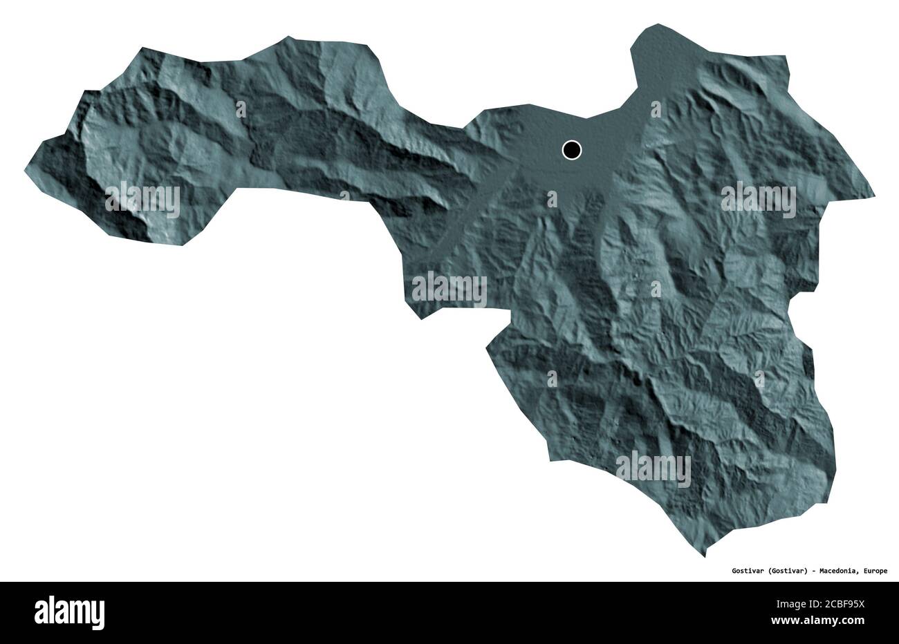 Shape of Gostivar, municipality of Macedonia, with its capital isolated ...