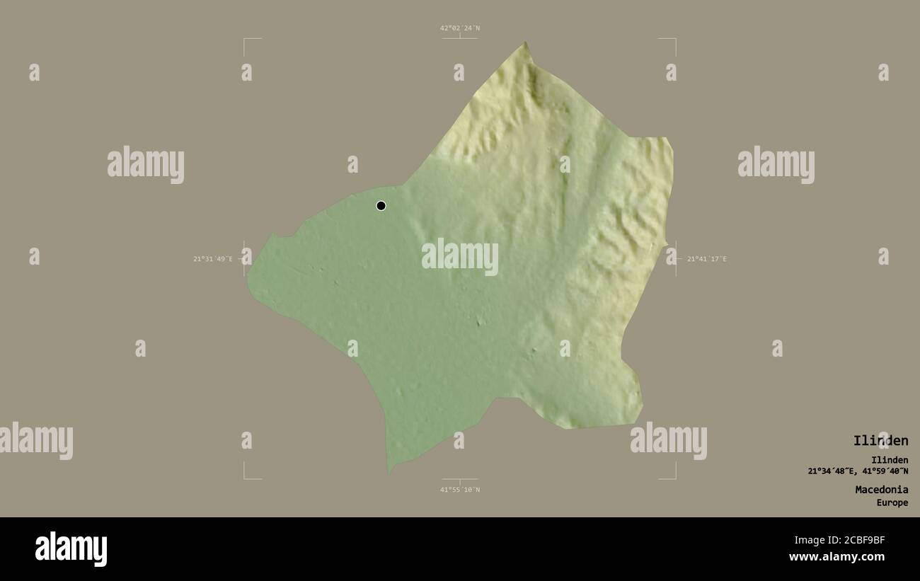 Area of Ilinden, municipality of Macedonia, isolated on a solid ...