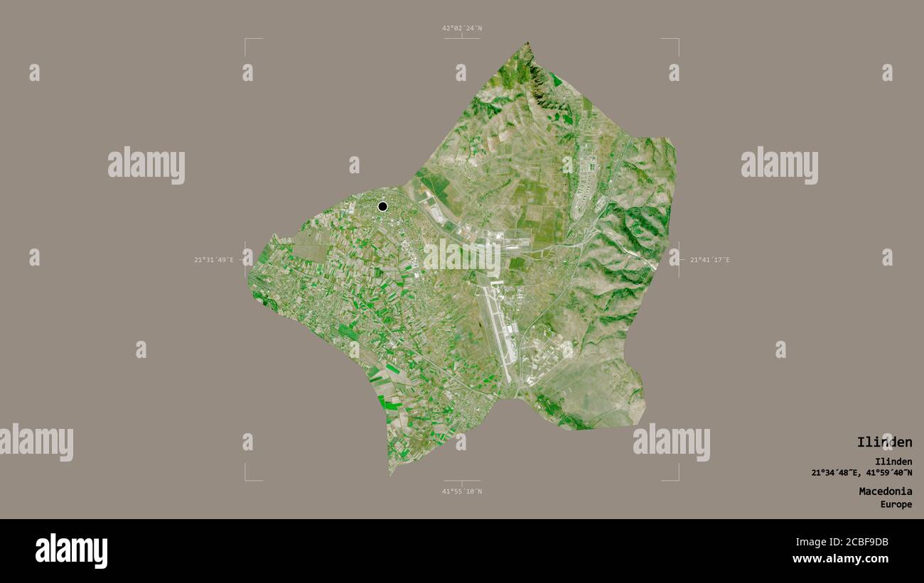 Area of Ilinden, municipality of Macedonia, isolated on a solid ...