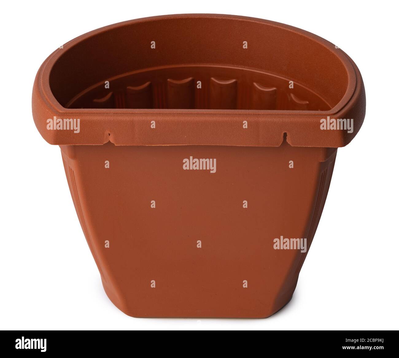 Brown plastic flower pot isolated on white Stock Photo - Alamy