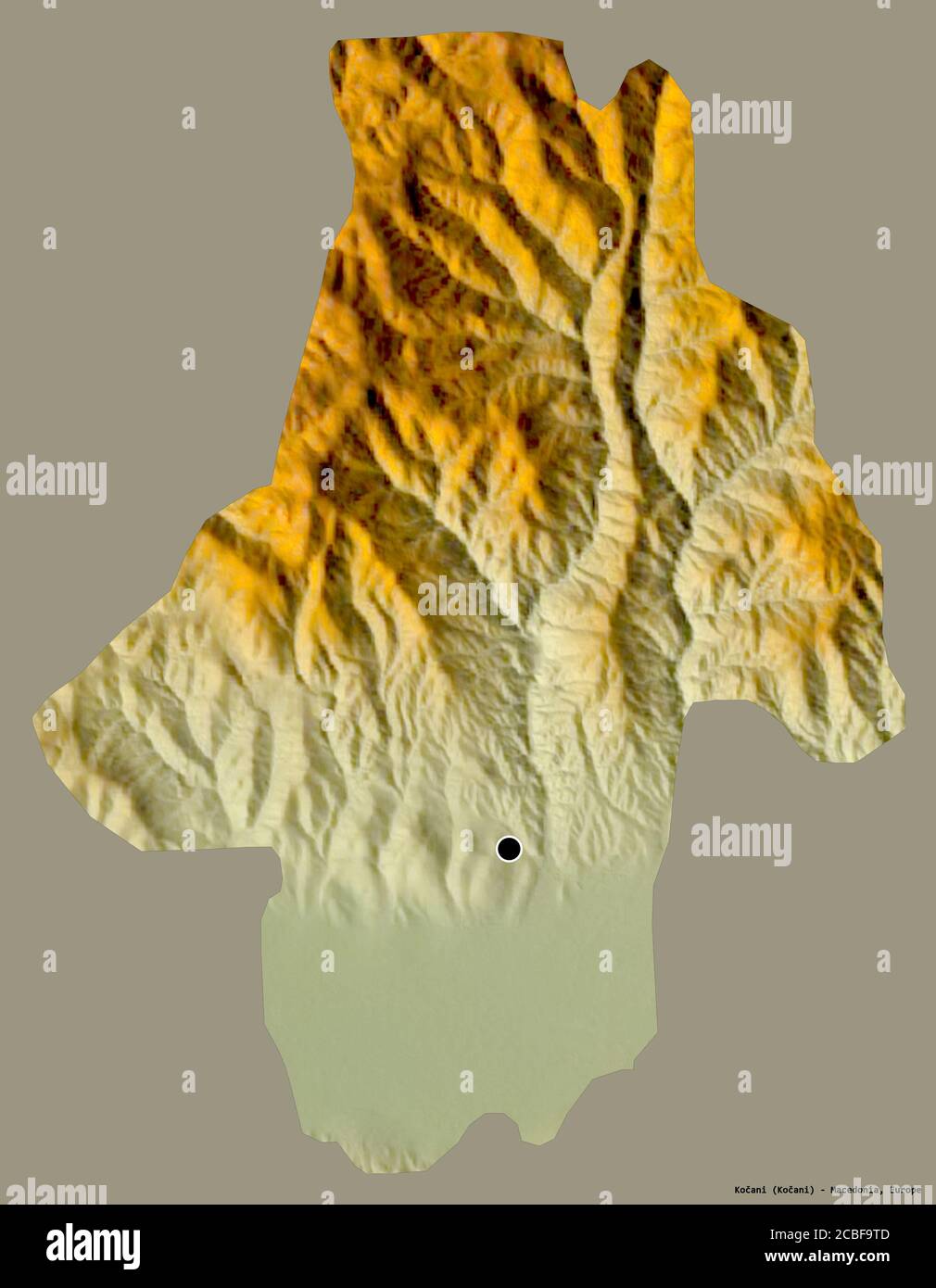 Shape of Kočani, municipality of Macedonia, with its capital isolated ...