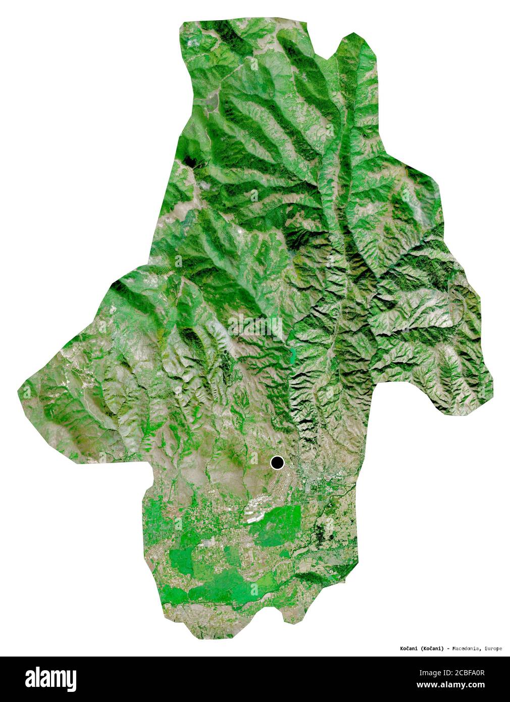 Shape of Kočani, municipality of Macedonia, with its capital isolated ...