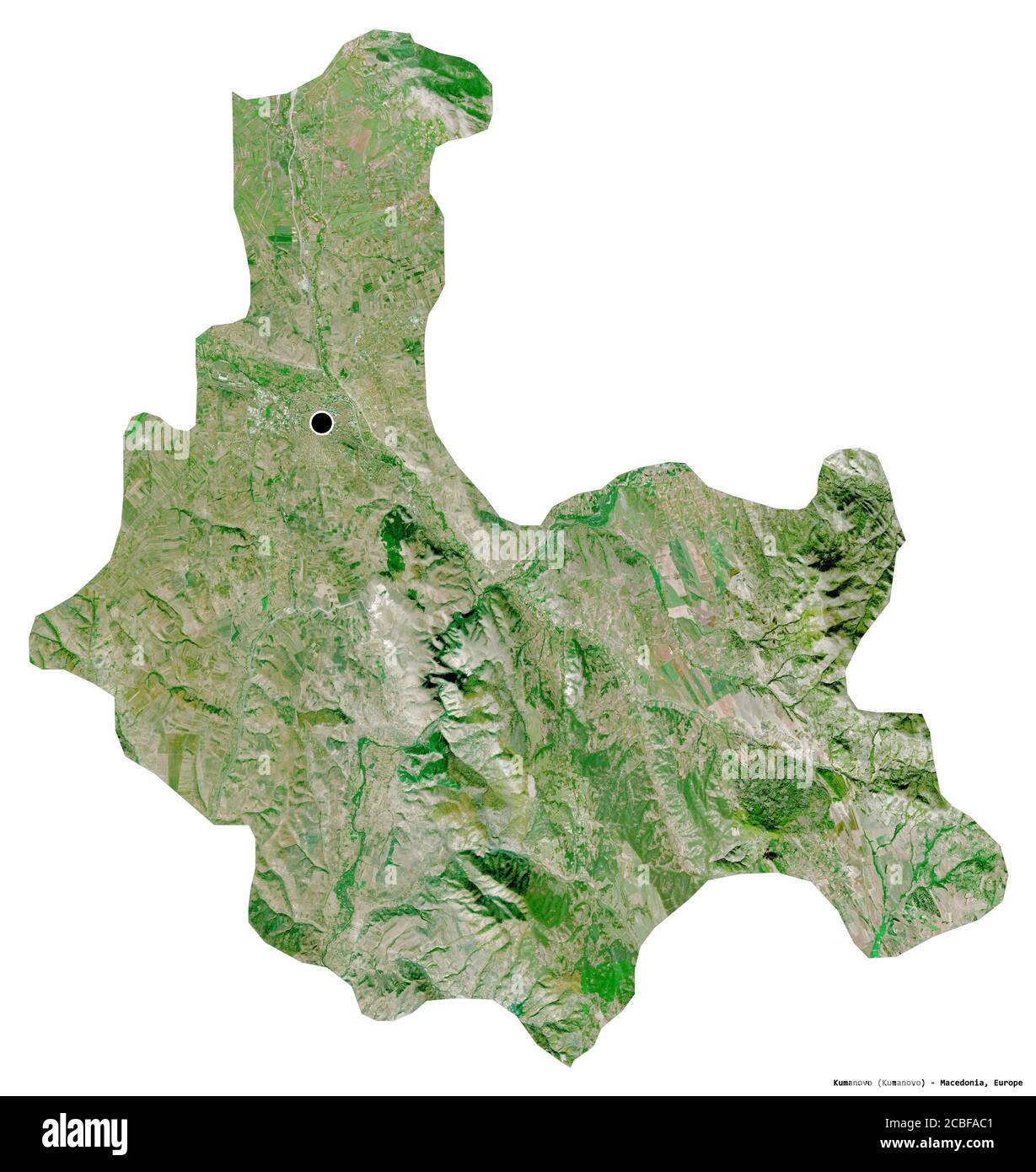 Shape of Kumanovo, municipality of Macedonia, with its capital isolated ...