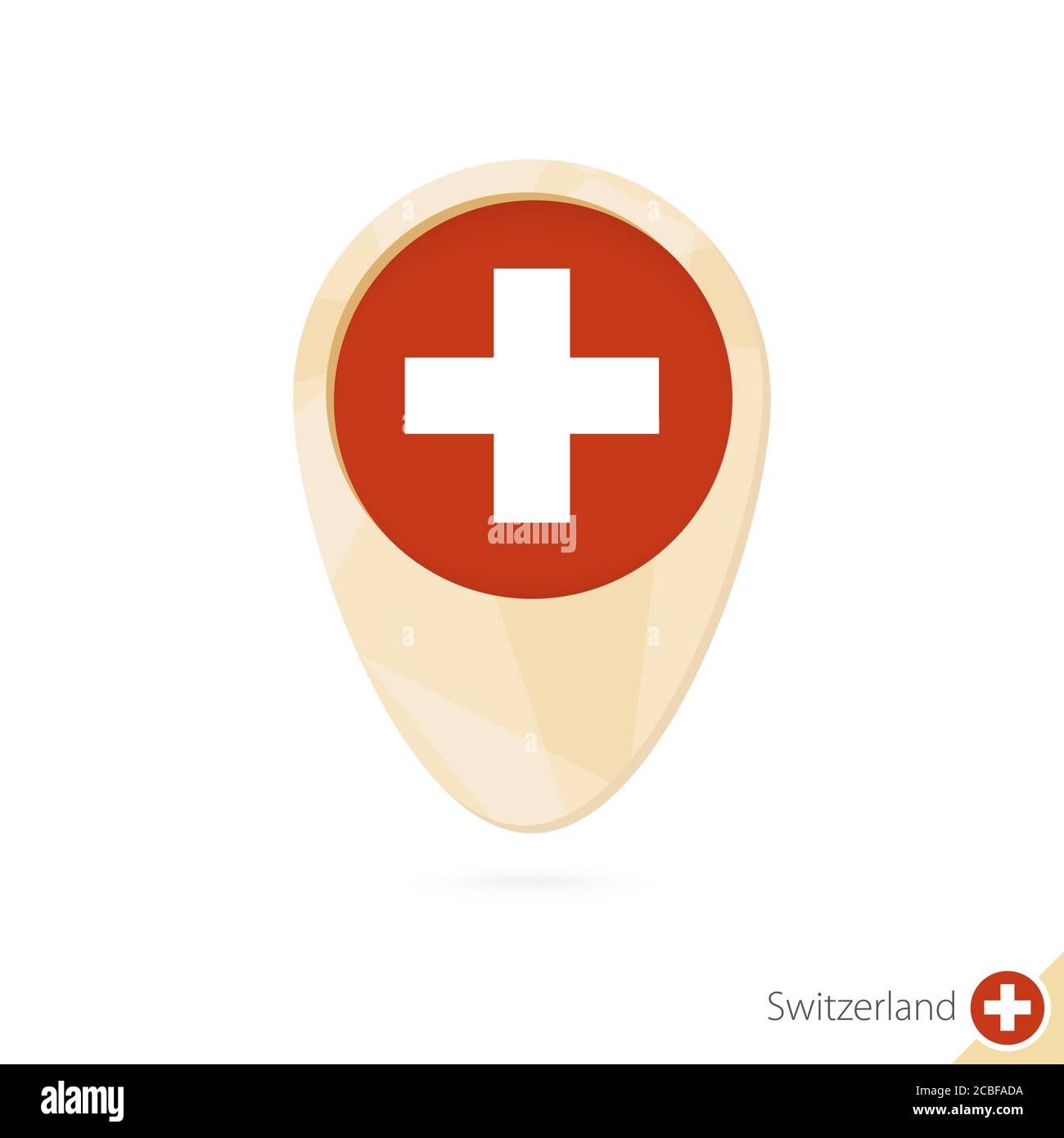 Map pointer with flag of Switzerland. Orange abstract map icon. Vector ...