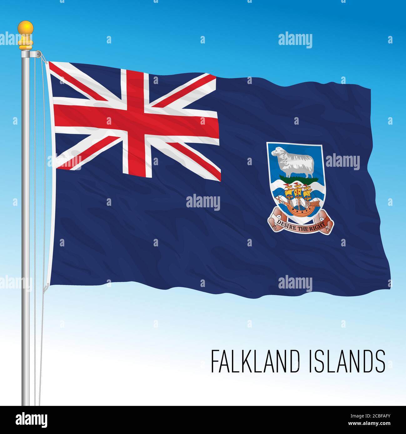 Falkland official national flag, south america, british territory ...
