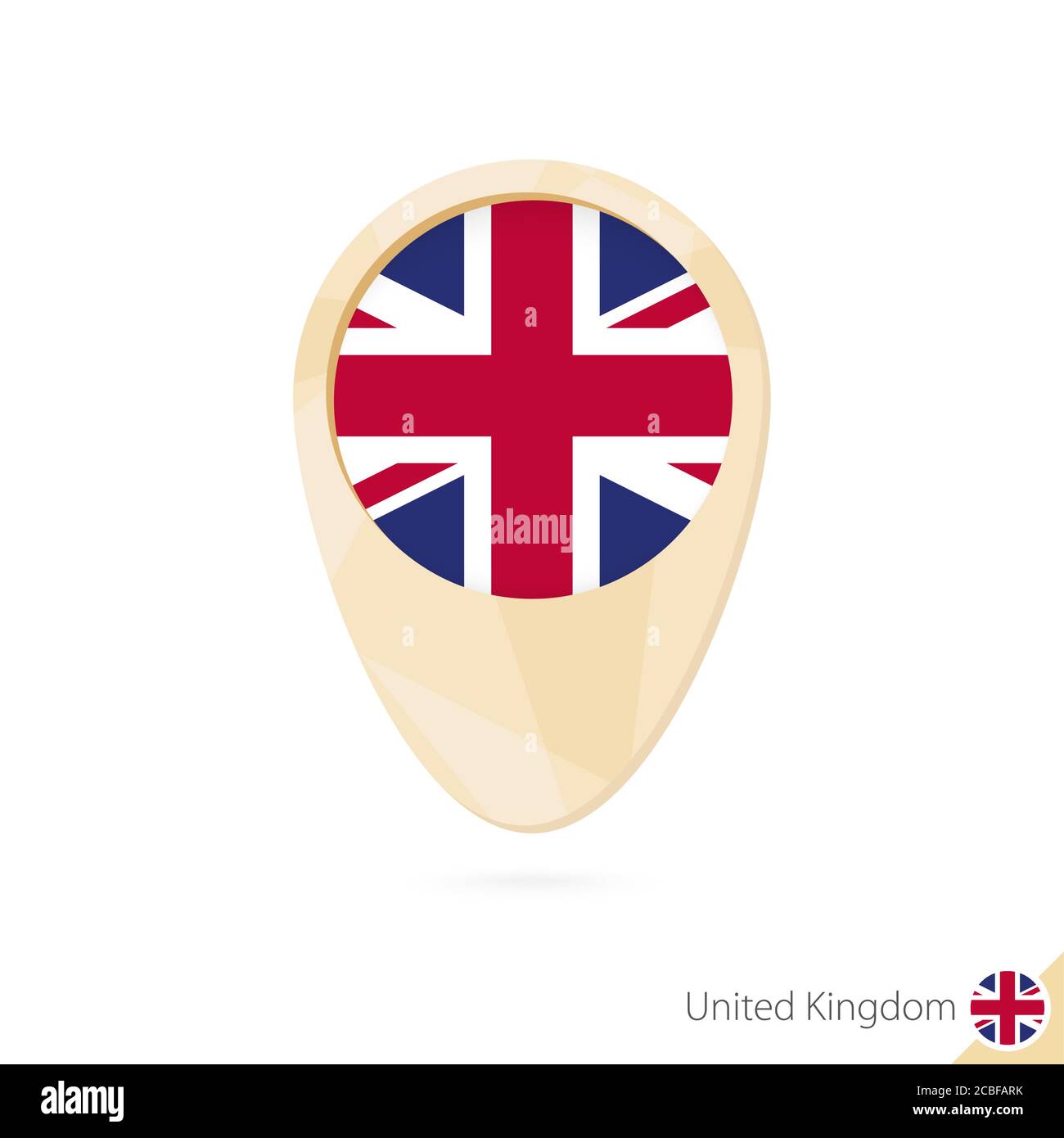 Map pointer with flag of United Kingdom. Orange abstract map icon. Vector Illustration Stock ...
