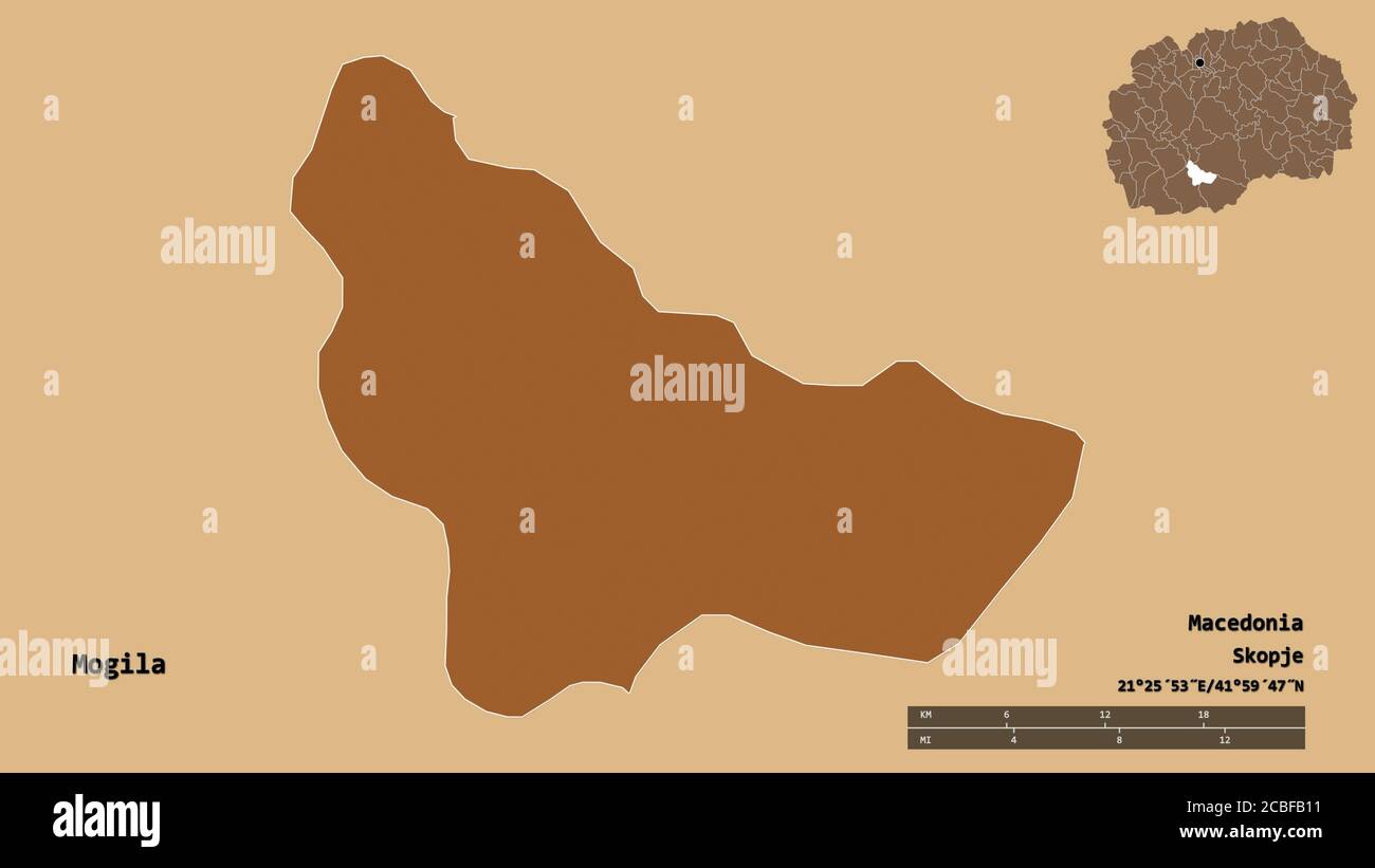 Shape of Mogila, municipality of Macedonia, with its capital isolated ...