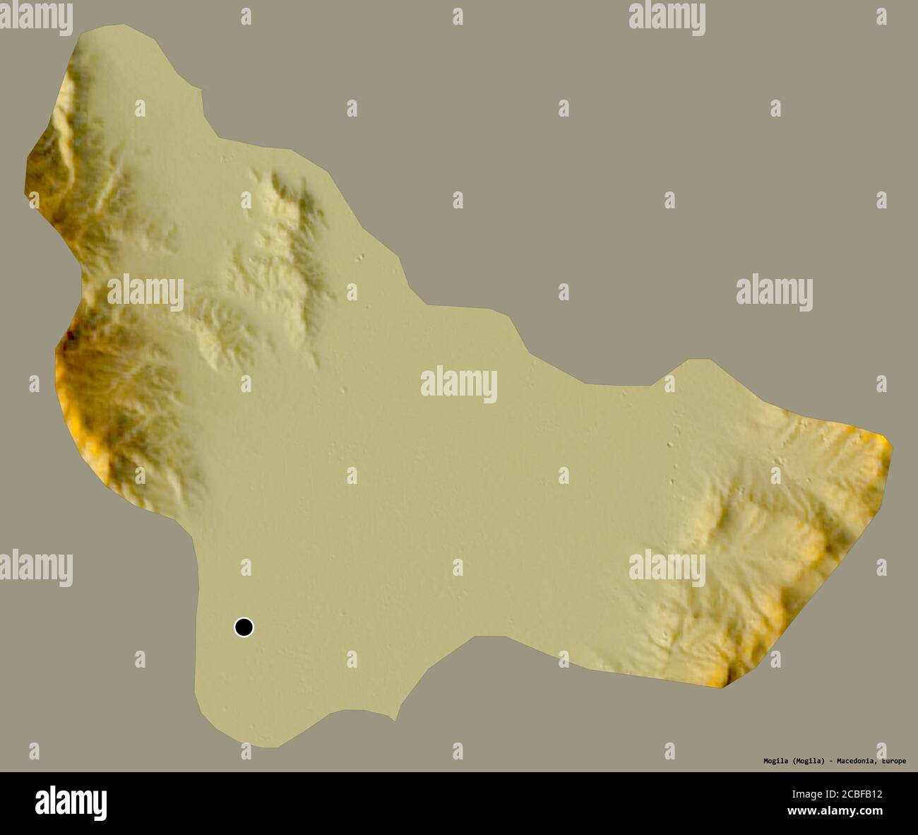 Shape of Mogila, municipality of Macedonia, with its capital isolated ...