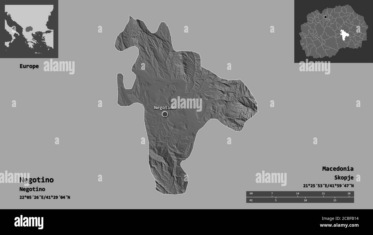 Shape of Negotino, municipality of Macedonia, and its capital. Distance ...