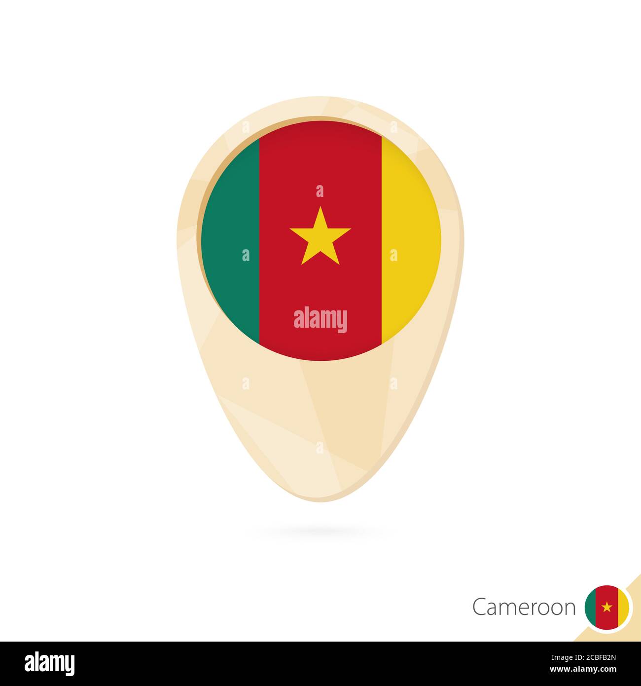 Map pointer with flag of Cameroon. Orange abstract map icon. Vector ...