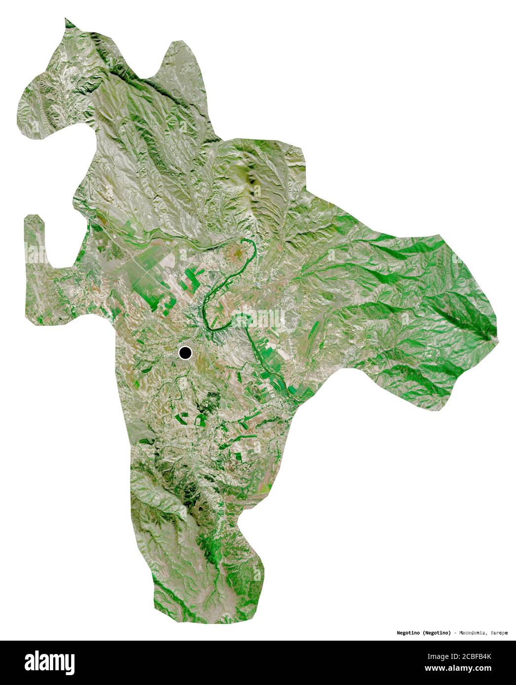 Shape of Negotino, municipality of Macedonia, with its capital isolated ...