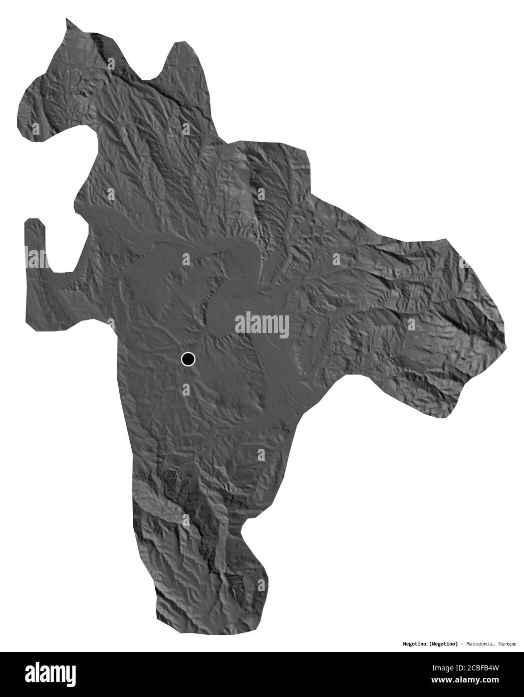 Shape of Negotino, municipality of Macedonia, with its capital isolated ...