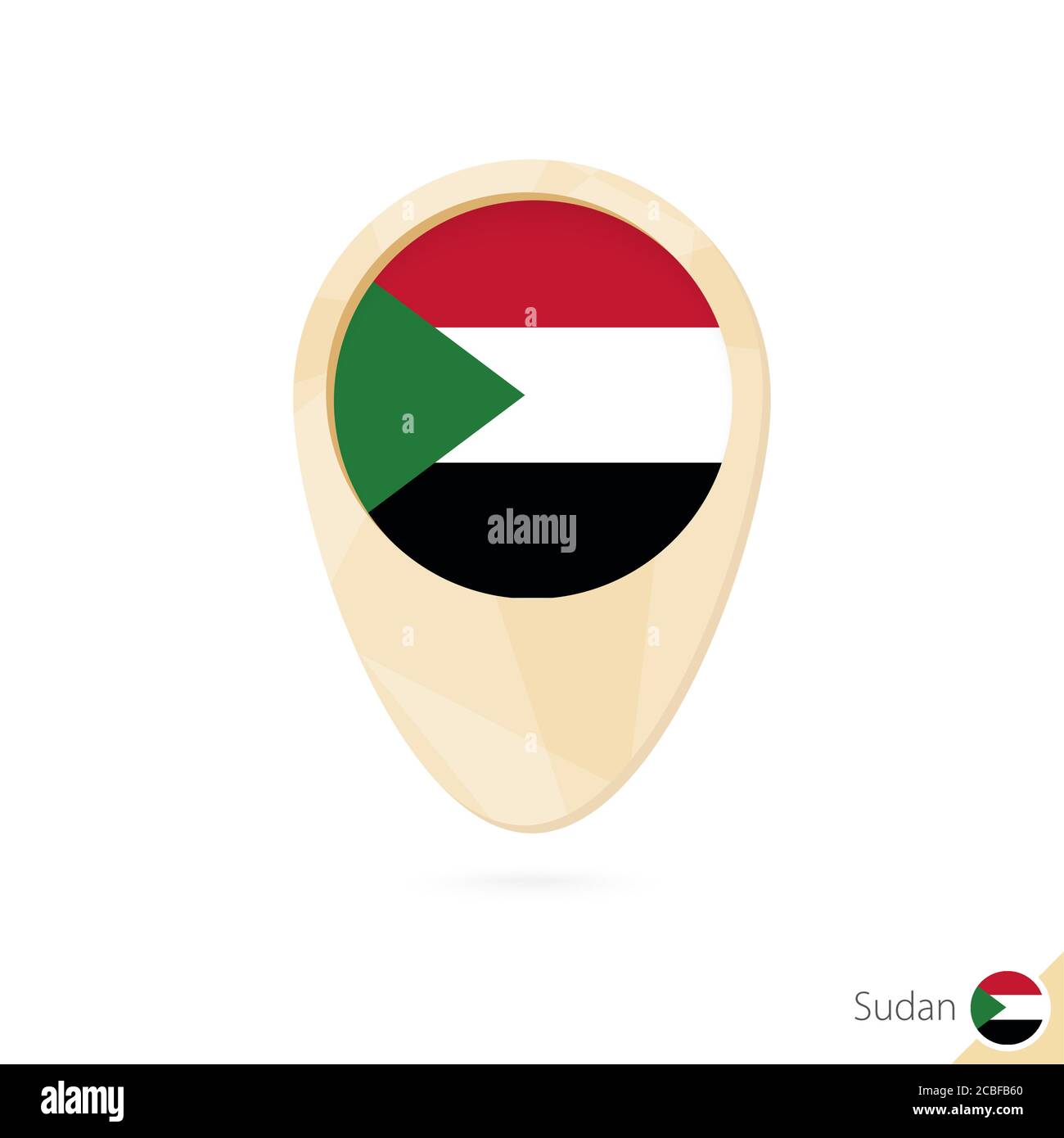 Map pointer with flag of Sudan. Orange abstract map icon. Vector Illustration Stock Vector Image ...