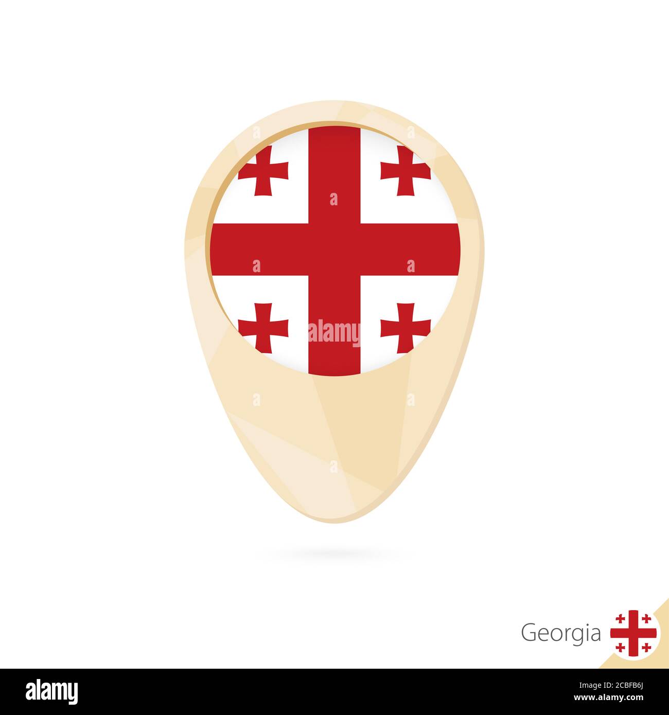 Map pointer with flag of Georgia. Orange abstract map icon. Vector ...