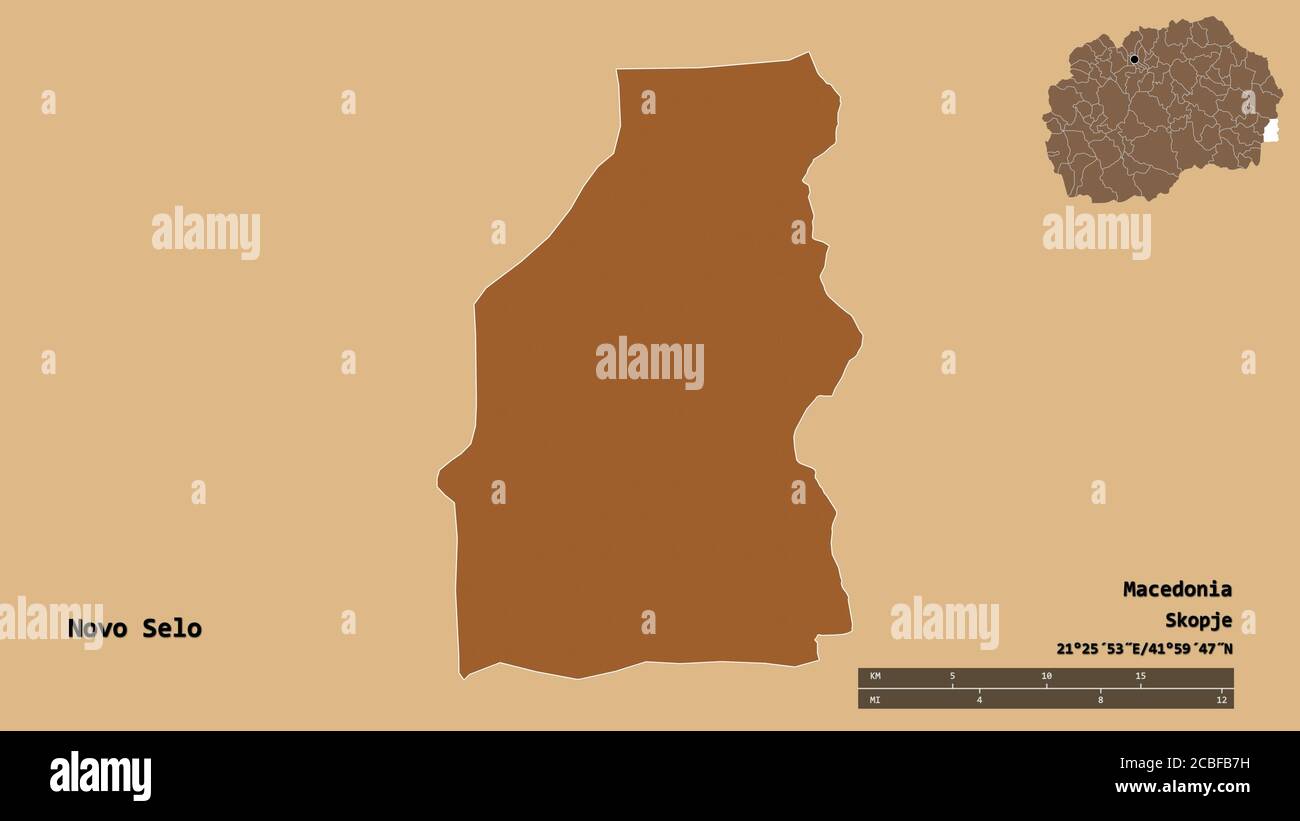 Shape of Novo Selo, municipality of Macedonia, with its capital ...