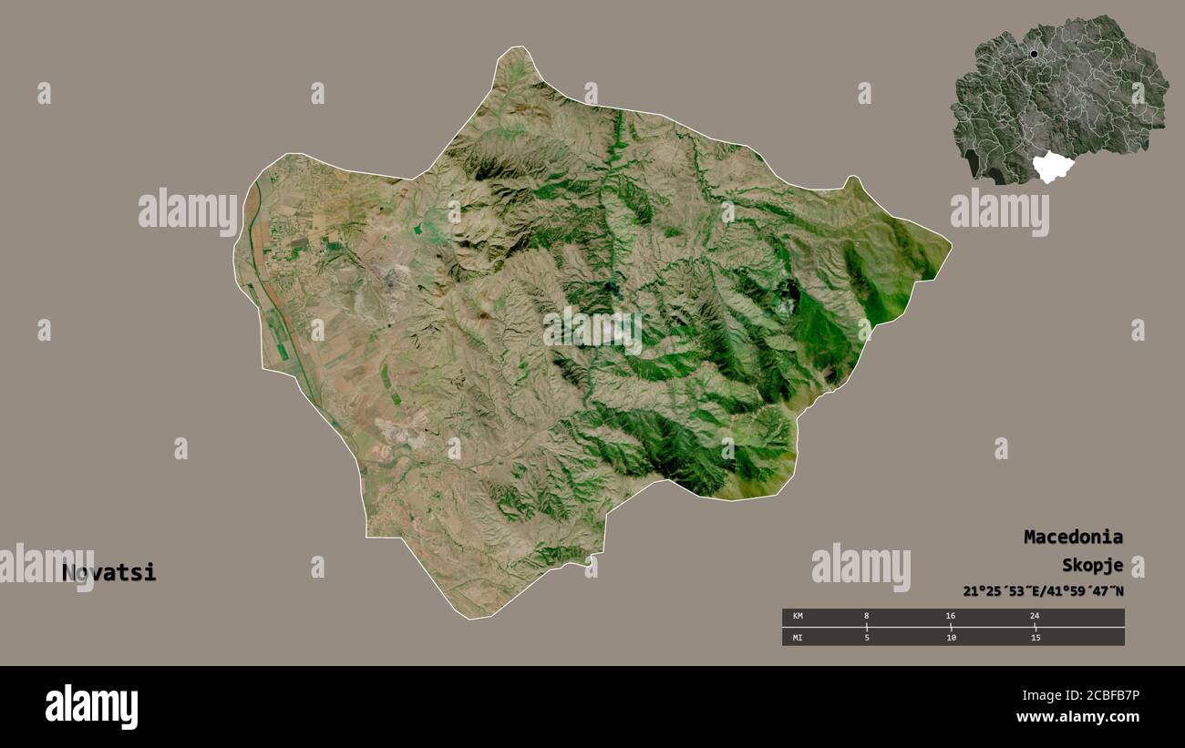 Shape of Novatsi, municipality of Macedonia, with its capital isolated ...