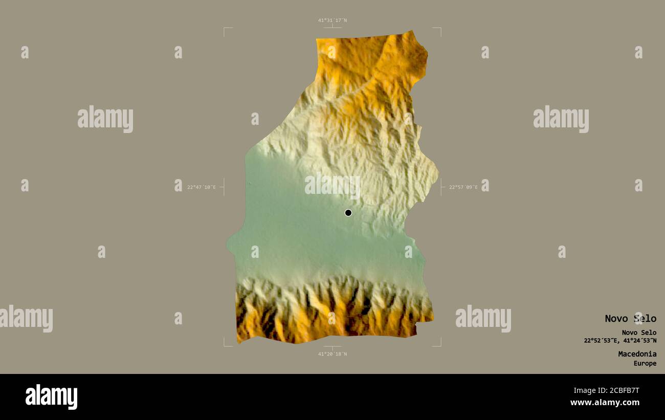 Area of Novo Selo, municipality of Macedonia, isolated on a solid ...