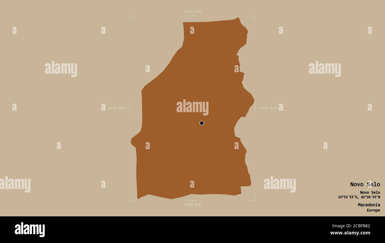 Area of Novo Selo, municipality of Macedonia, isolated on a solid ...