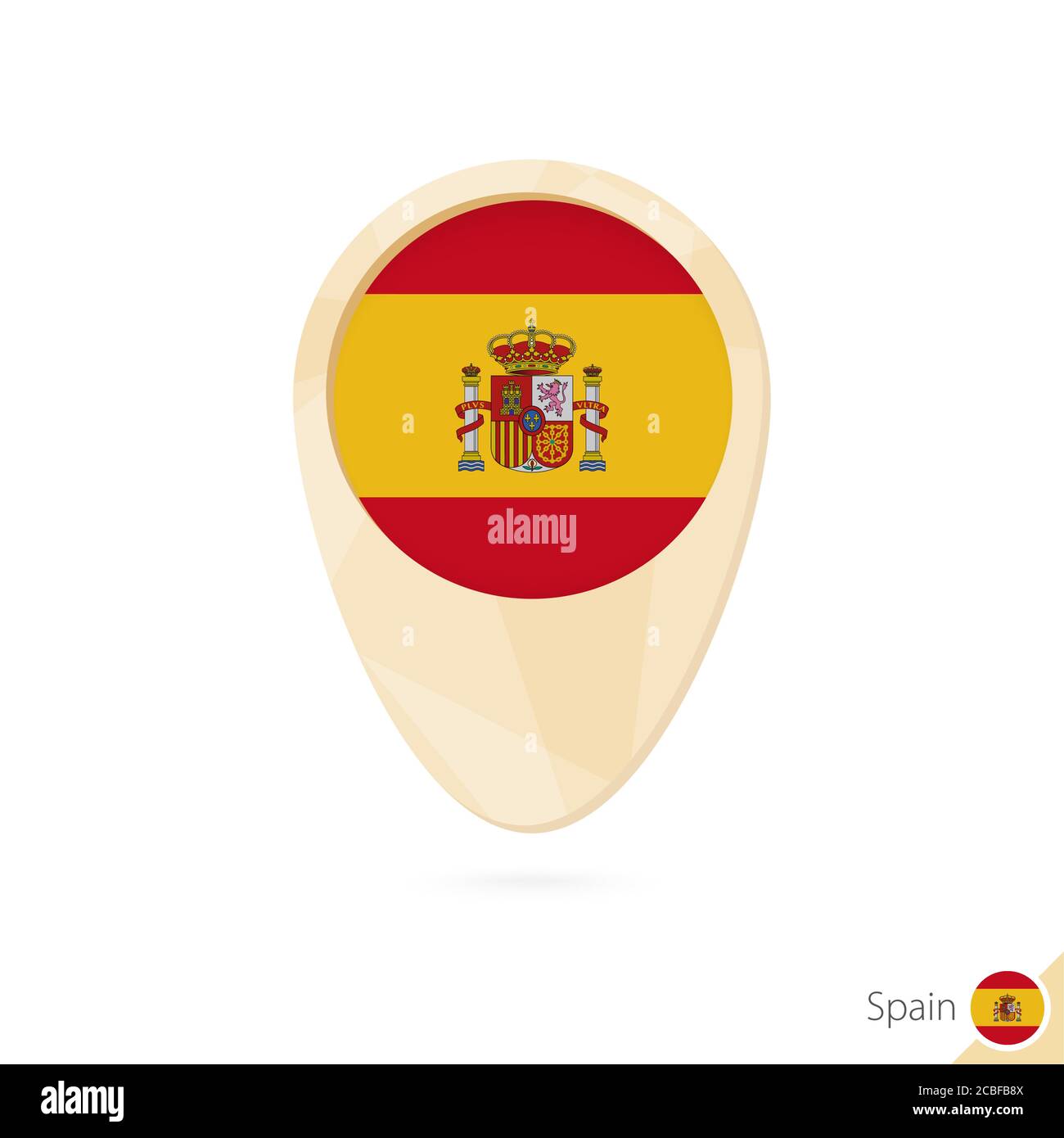 Map pointer with flag of Spain. Orange abstract map icon. Vector Illustration Stock Vector Image ...
