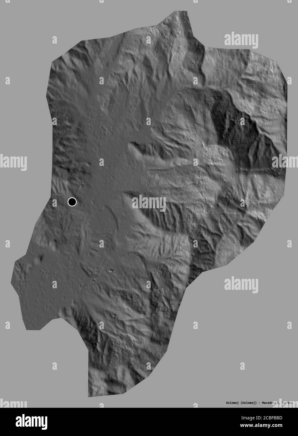 Shape of Oslomej, municipality of Macedonia, with its capital isolated ...