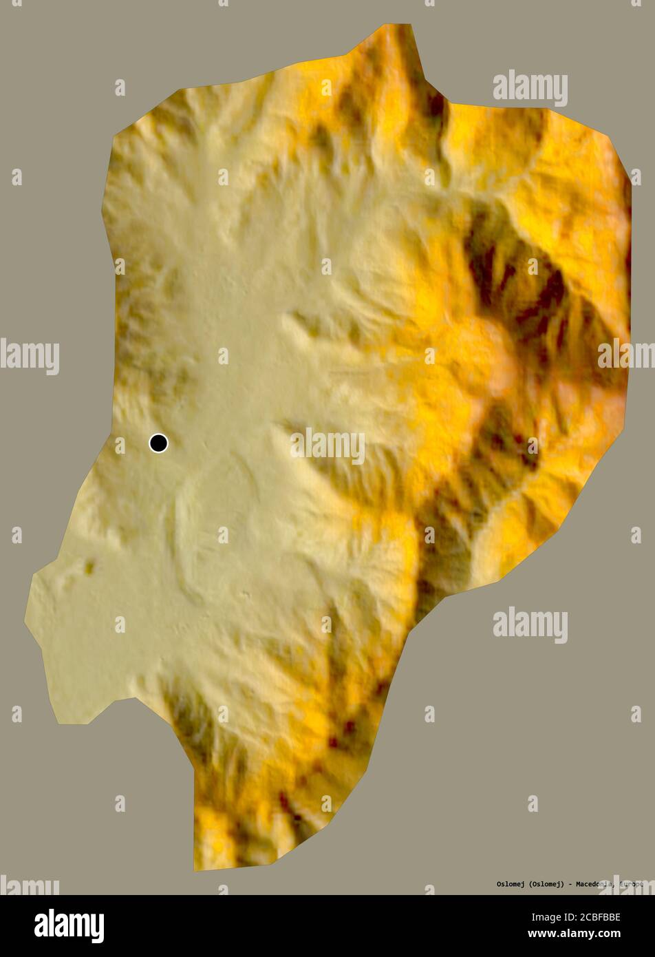 Shape of Oslomej, municipality of Macedonia, with its capital isolated ...