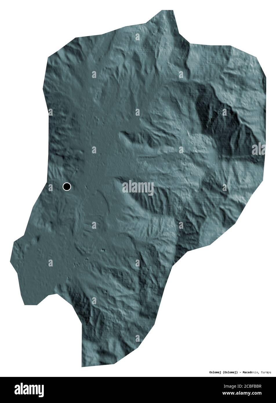 Shape of Oslomej, municipality of Macedonia, with its capital isolated ...