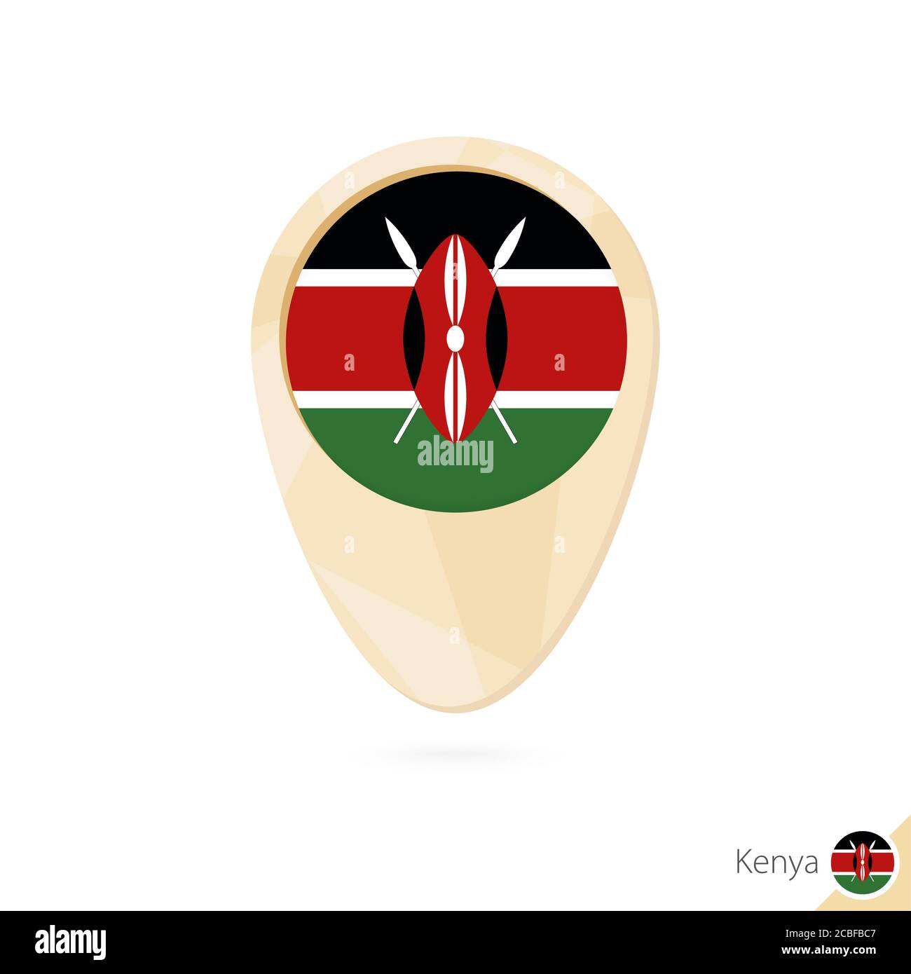 Map pointer with flag of Kenya. Orange abstract map icon. Vector ...