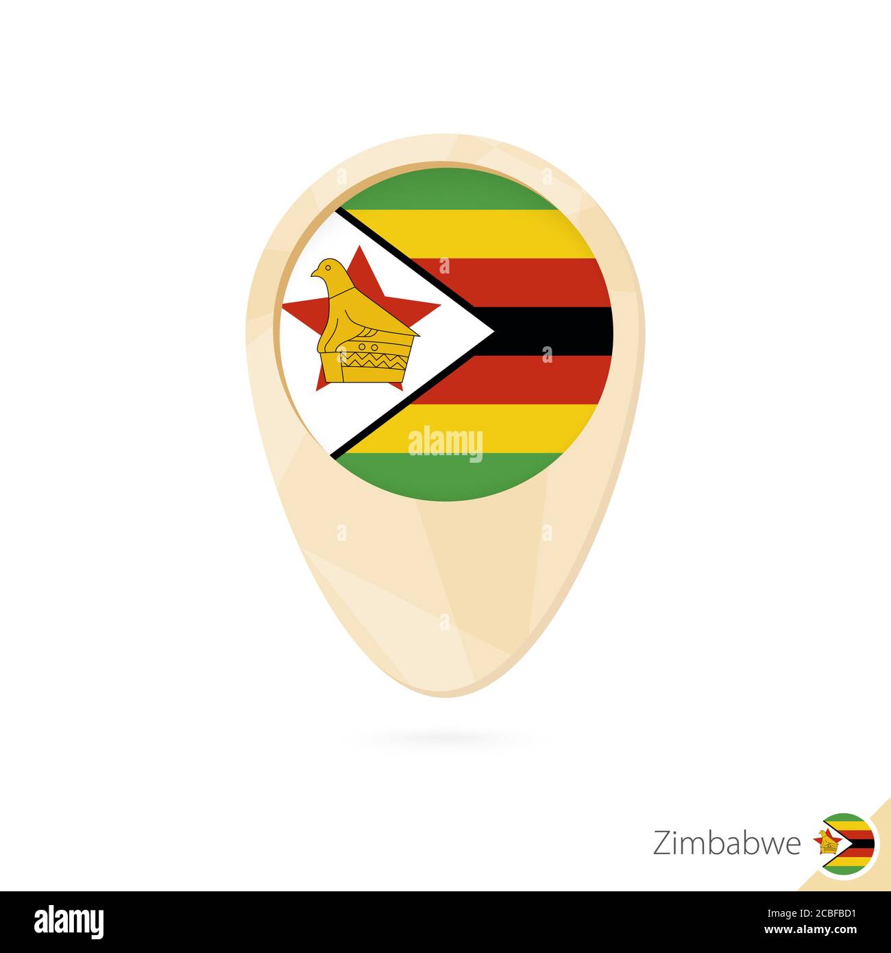 Map pointer with flag of Zimbabwe. Orange abstract map icon. Vector Illustration Stock Vector ...