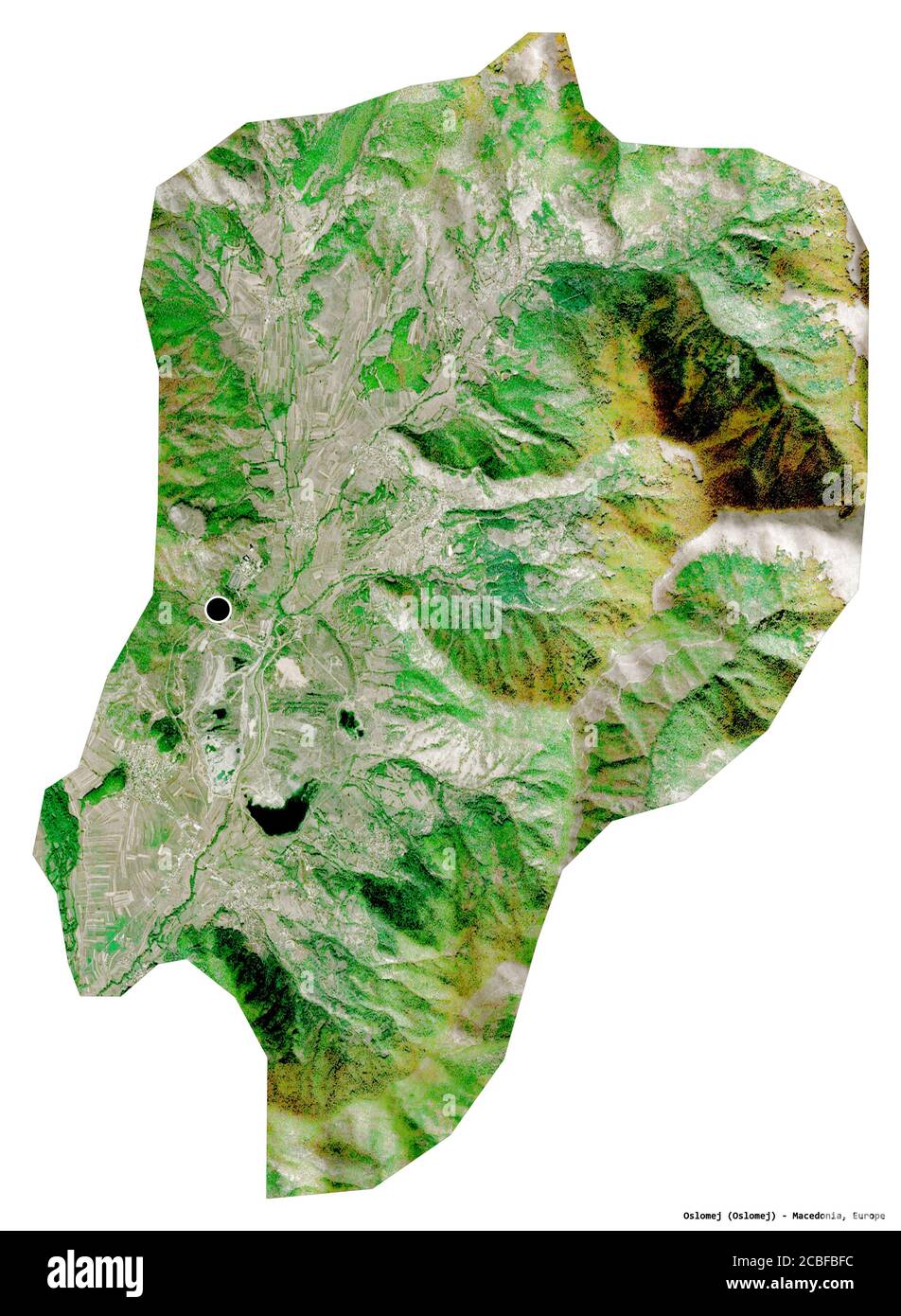 Shape of Oslomej, municipality of Macedonia, with its capital isolated ...