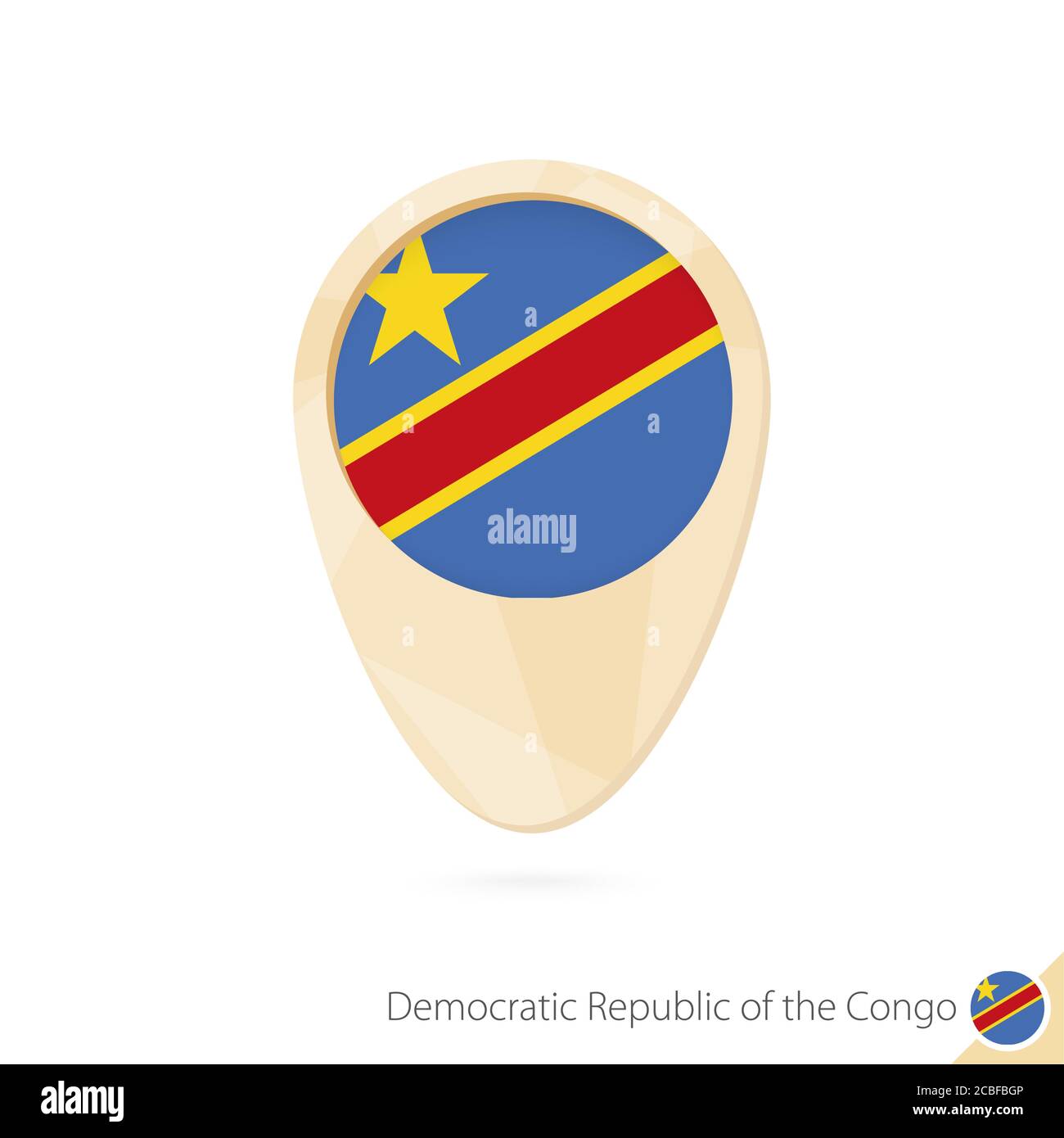 Map Pointer With Flag Of Democratic Republic Of The Congo Orange