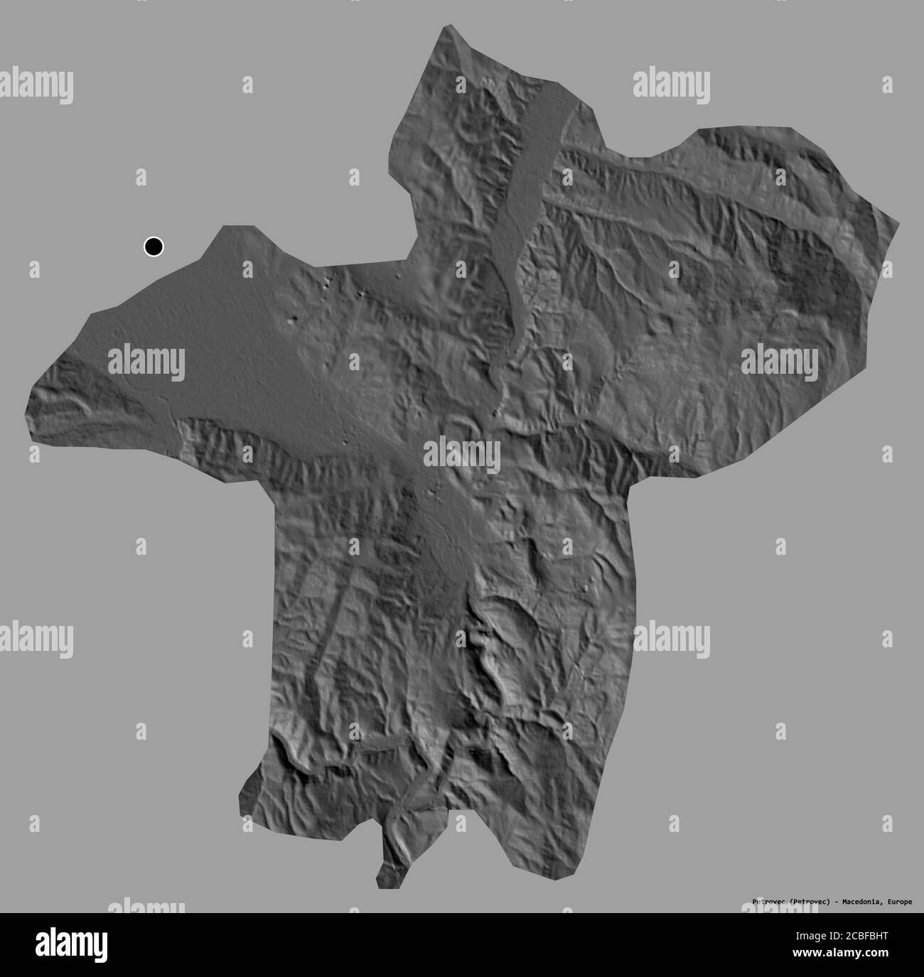 Shape of Petrovec, municipality of Macedonia, with its capital isolated ...