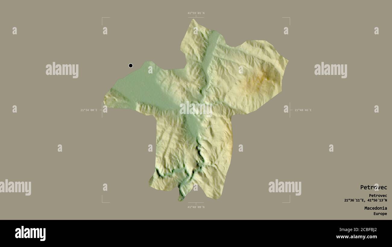 Area of Petrovec, municipality of Macedonia, isolated on a solid ...