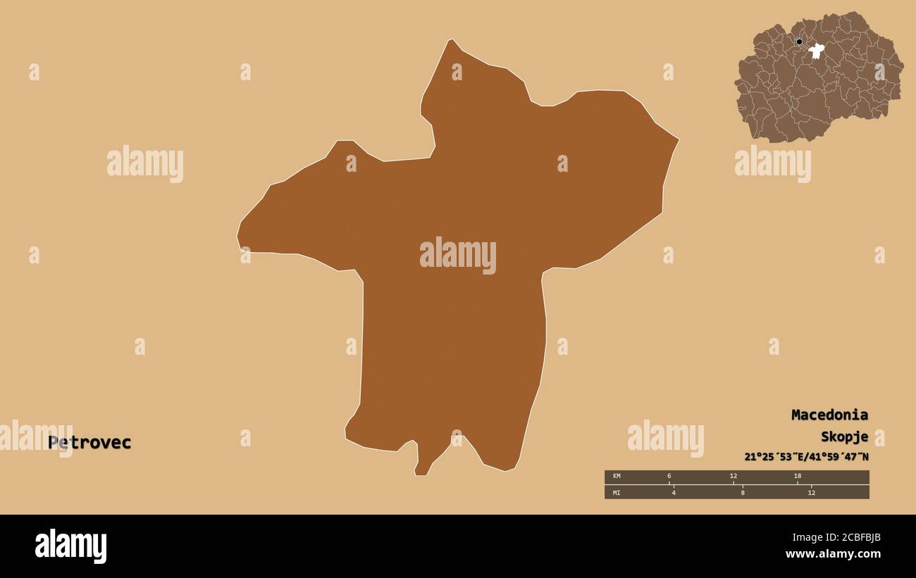 Shape of Petrovec, municipality of Macedonia, with its capital isolated ...