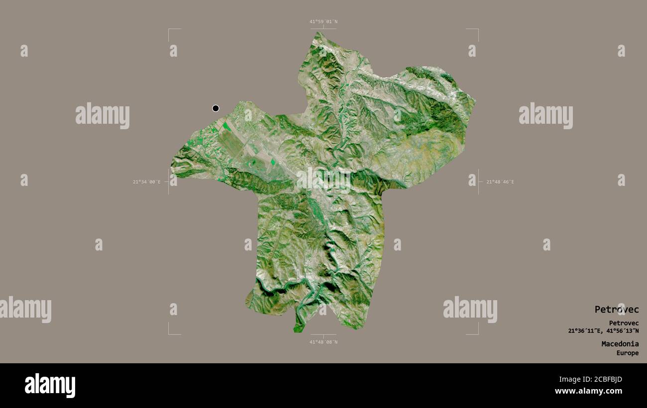 Area of Petrovec, municipality of Macedonia, isolated on a solid ...