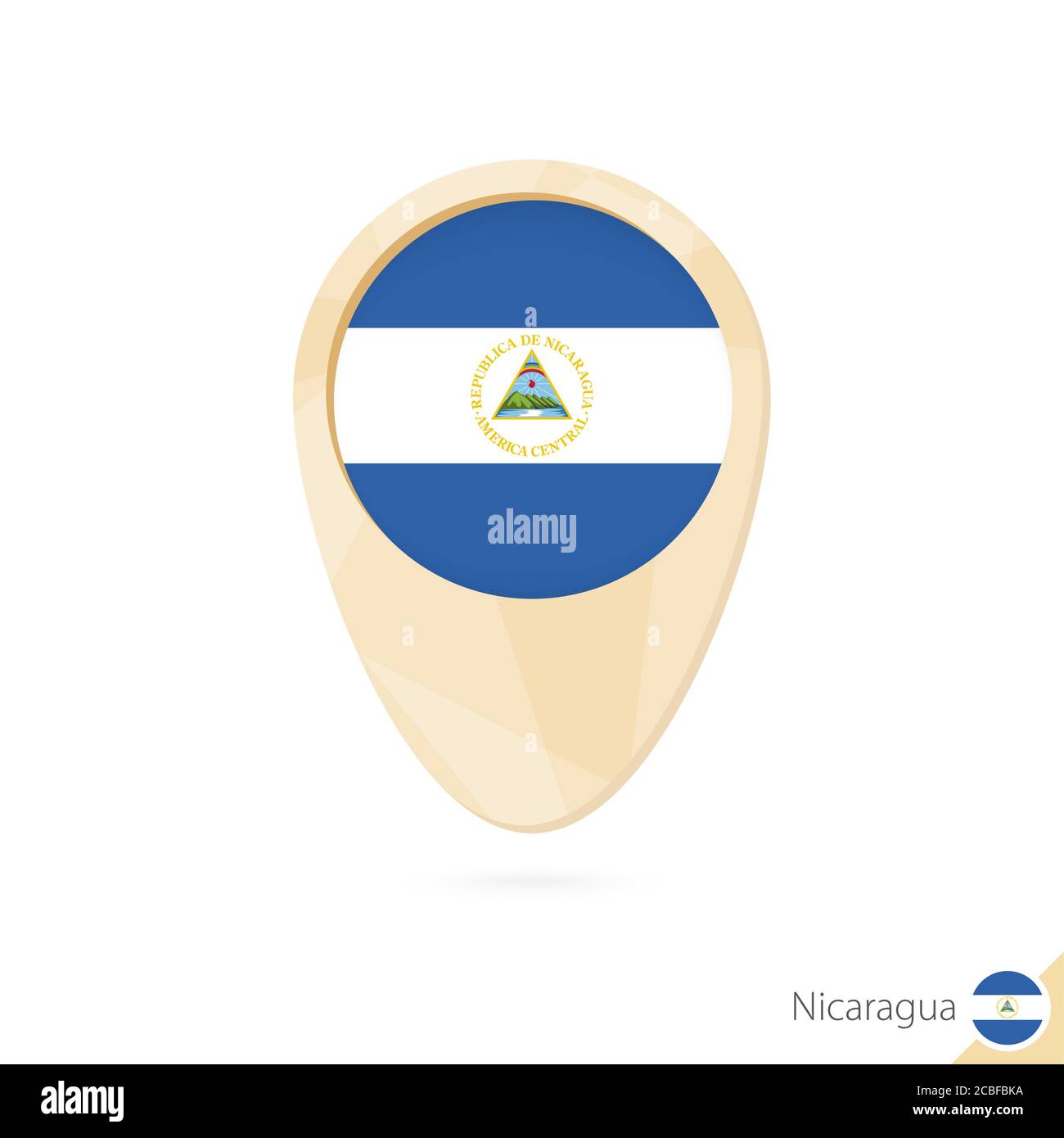 Map pointer with flag of Nicaragua. Orange abstract map icon. Vector Illustration Stock Vector ...