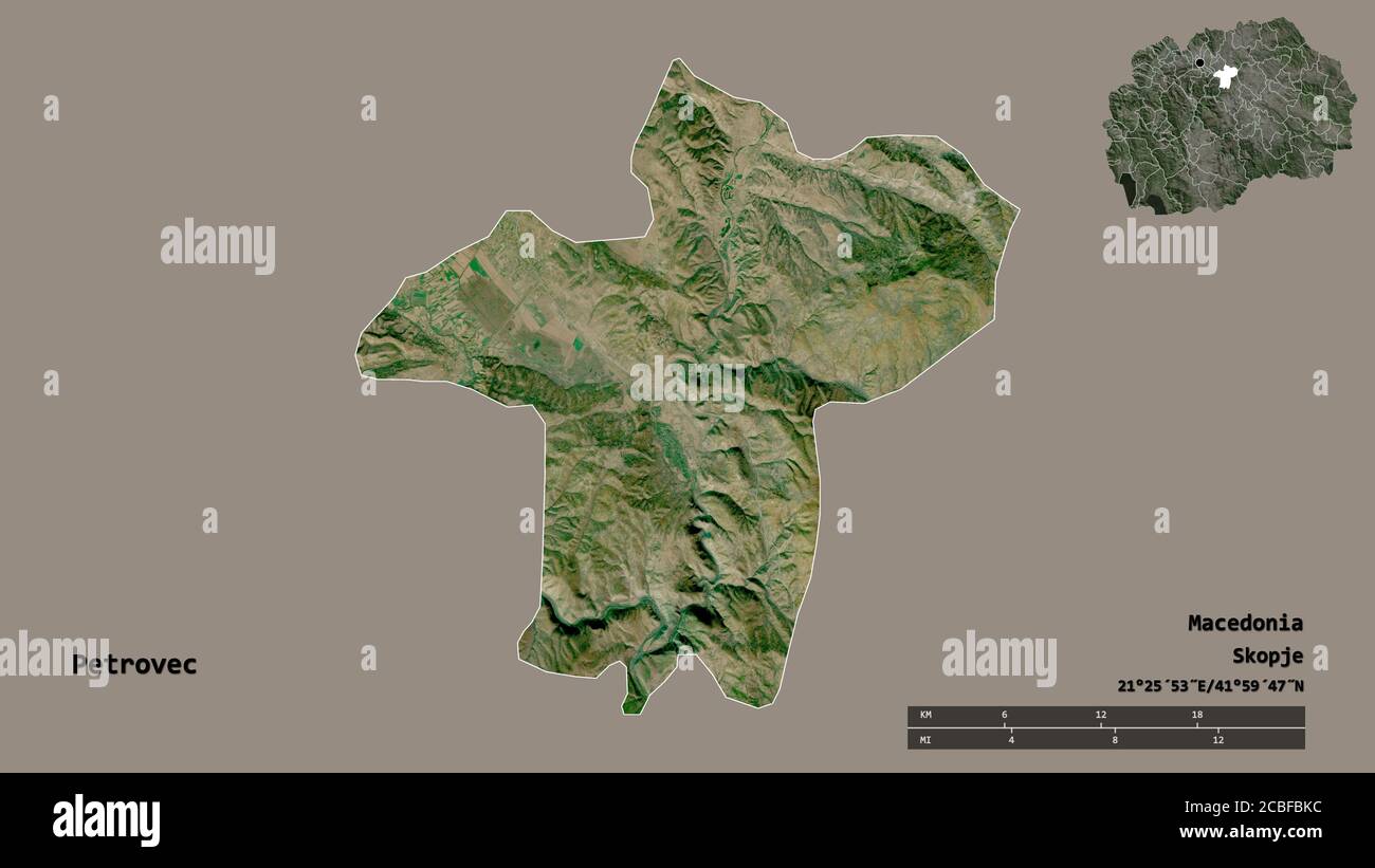 Shape of Petrovec, municipality of Macedonia, with its capital isolated ...
